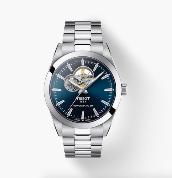Orologio TISSOT GENTLEMAN POWERMATIC 80 OPEN HEART BLU T127.407.11.041 ...